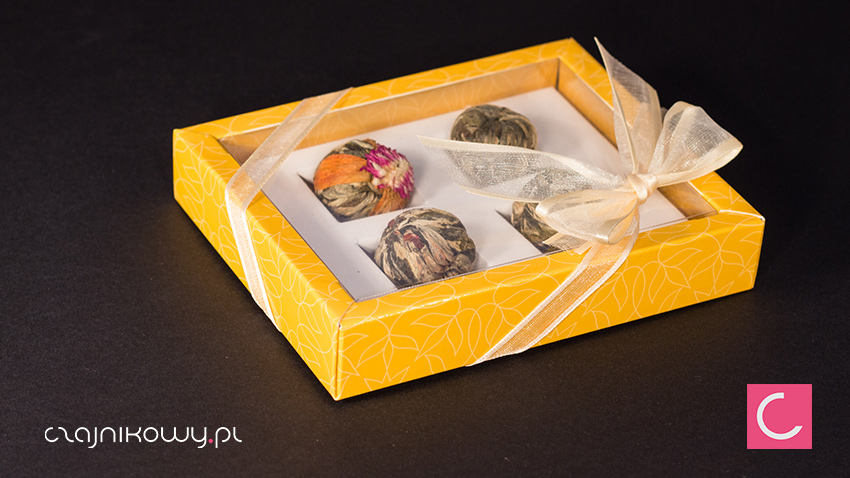 herbata-bombonierka-artystyczna-rozwijajaca-sie-zolta-prezent-dla ...